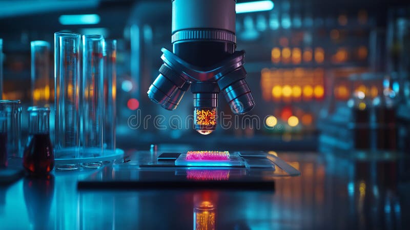 High-resolution Microscope in the Generative AI Illustration Lab Stock ...