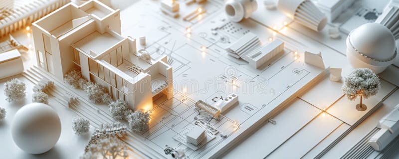 High-resolution Minimalist Architectural Model with Modern Building ...