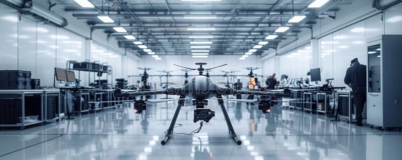 High-resolution Minimalist Image of a Drone in a Tech Laboratory Stock ...