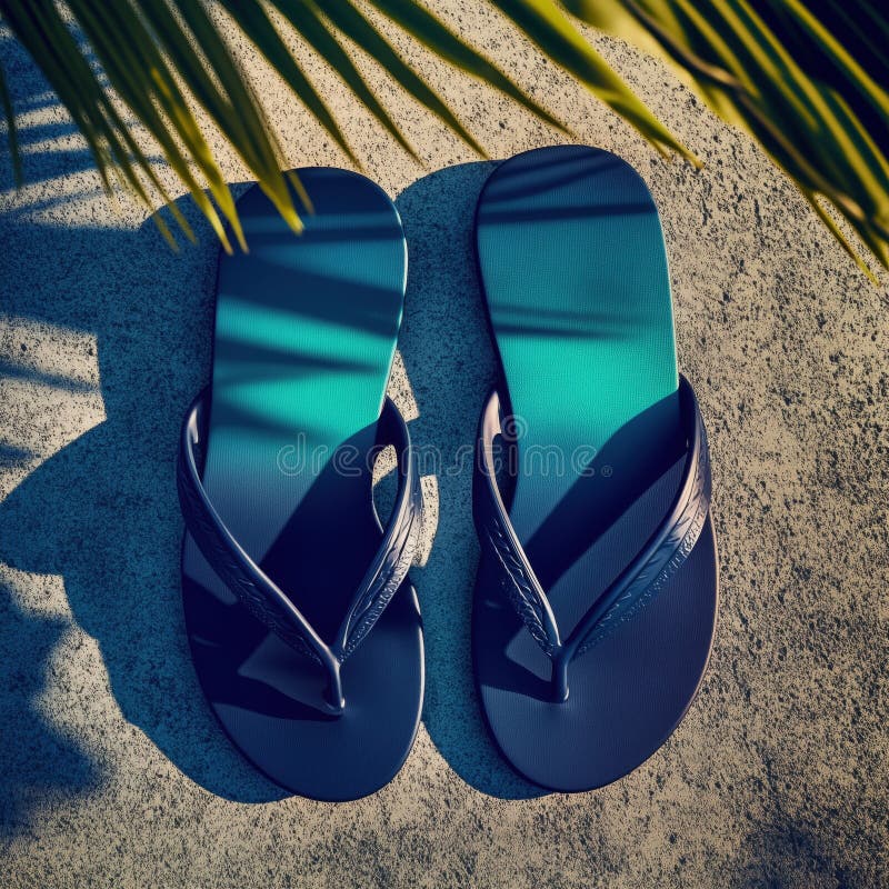 Mockup of Ultra-modern Flip Flops with Gradient Straps on Textured ...