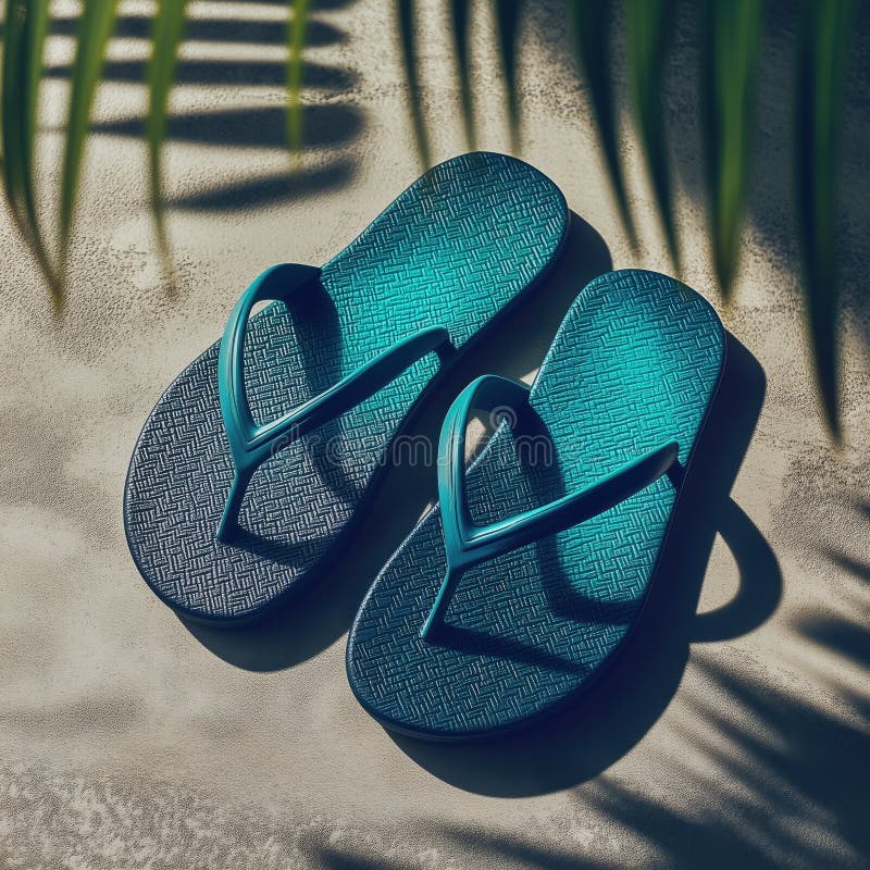 Mockup of Ultra-modern Flip Flops with Gradient Straps on Textured ...