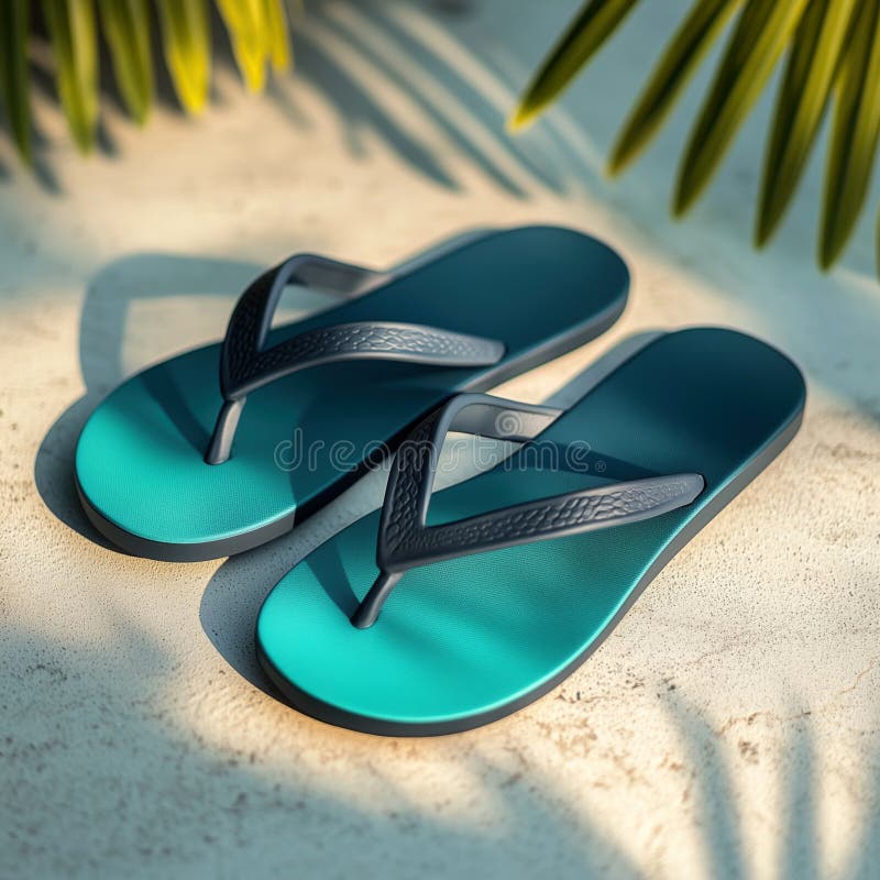 Mockup of Ultra-modern Flip Flops with Gradient Straps on a Textured ...