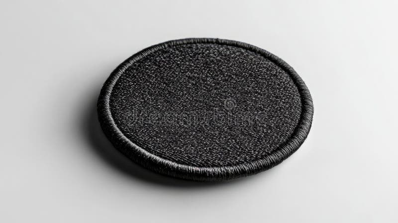 High-Resolution Mockup of a Standalone Rounded Embroidered Black Patch ...