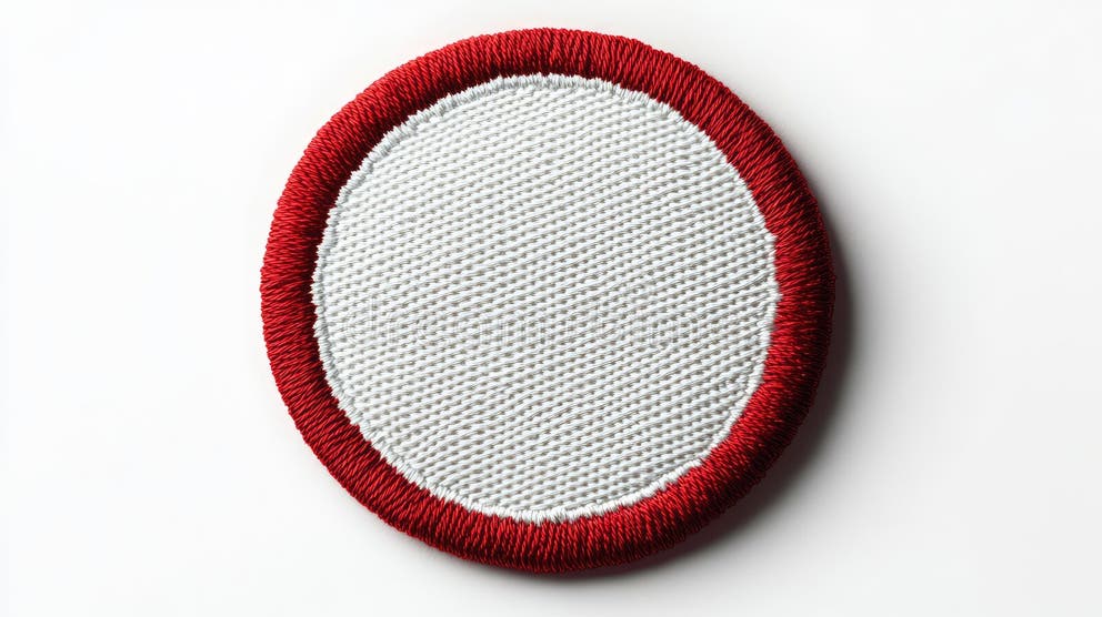 High-Resolution Mockup of a Standalone Rounded Embroidered White Patch ...