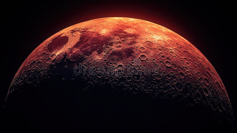 High-resolution Moon Surface with Reddish Hue and Detailed Craters ...