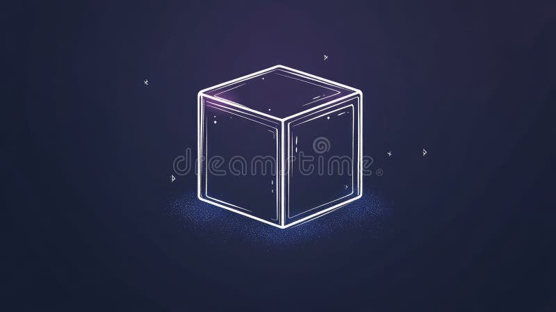 High-Resolution One-Line Drawing of a Cube Icon, Modern Illustration ...