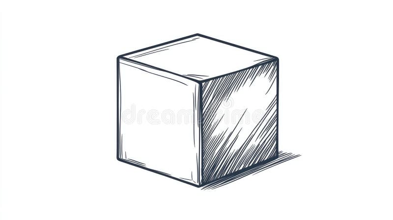 High-Resolution One-Line Drawing of a Cube Icon, Modern Illustration ...