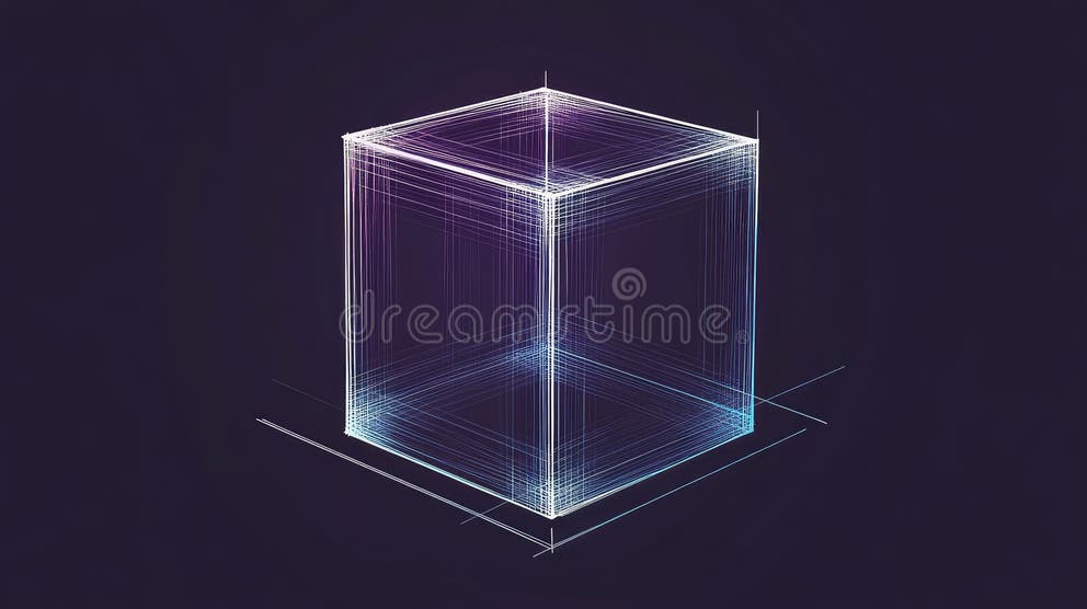 High-Resolution One-Line Drawing of a Cube Icon, Modern Illustration ...