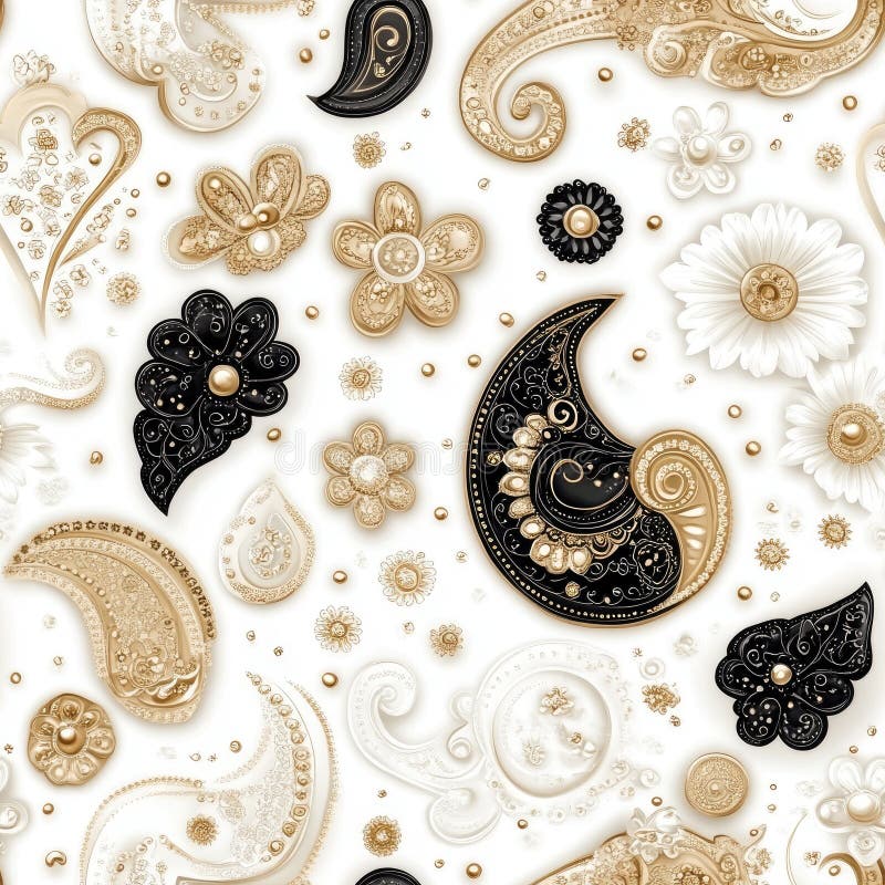 This High-resolution Paisley Pattern Showcases Intricate Black and ...