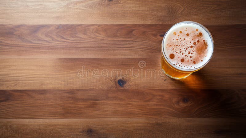 High-resolution Pale Ale on Wooden Table - Top View Stock Illustration ...