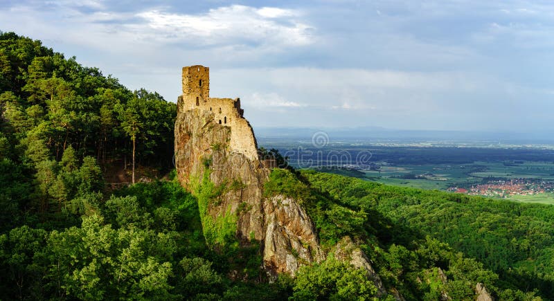 High Resolution Panoramic View of Medieval Castle Girsberg Stock Image ...
