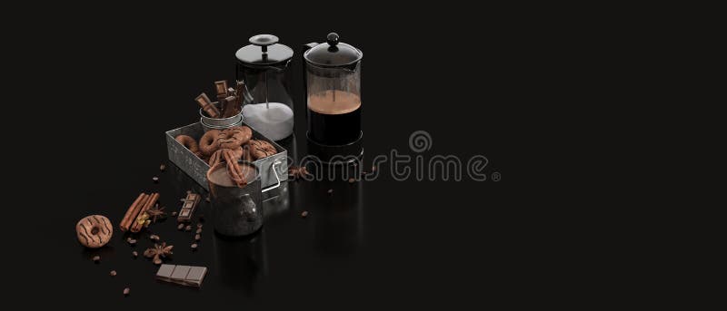 Modern Minimal Coffee Ingredients Created with 3d Rendering Stock ...