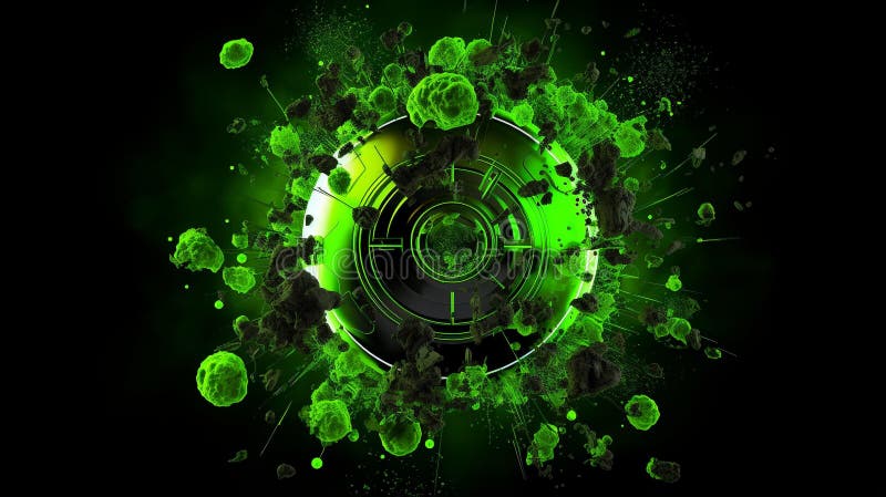 Vibrant Neon Green Toxic Symbol in Abstract 3D Composition Stock ...