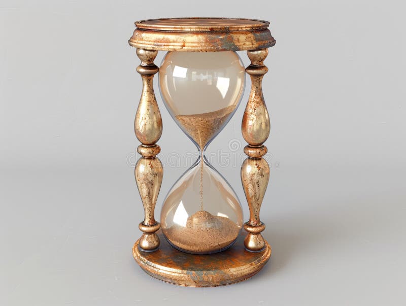 Classic Hourglass with Flowing Sand on White Stock Photo - Illustration ...