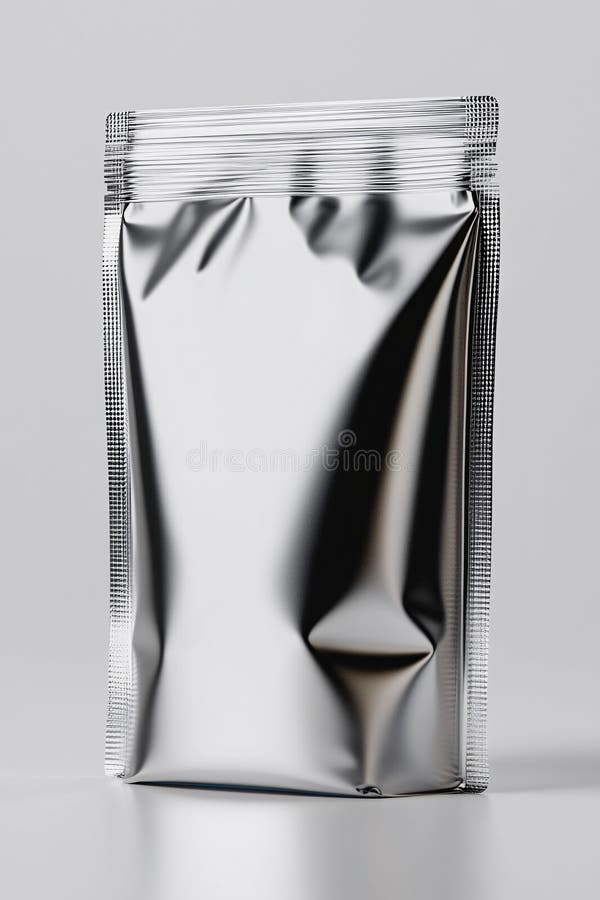 High-Resolution Photograph of a Metallic Stand-Up Pouch in Studio ...