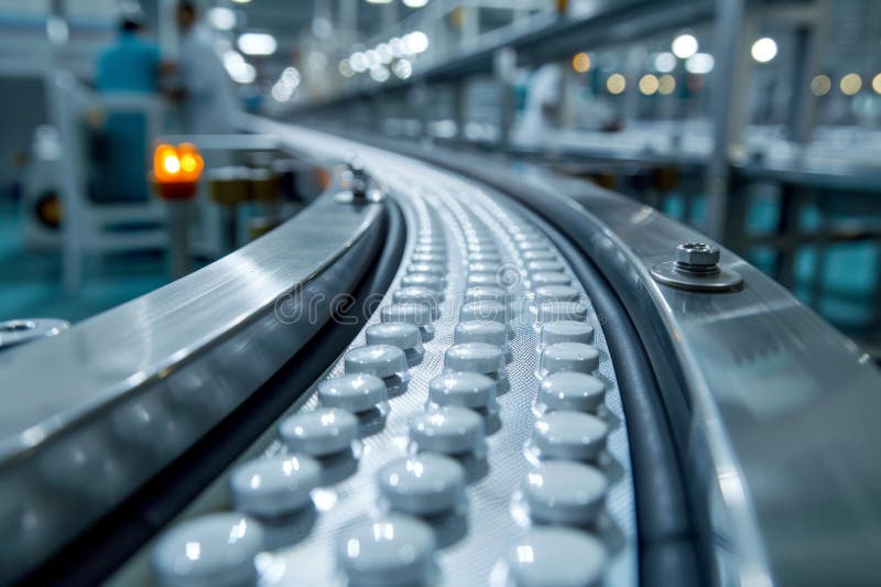 High Resolution Photograph of Tablet Packaging Line with Precise Detail ...