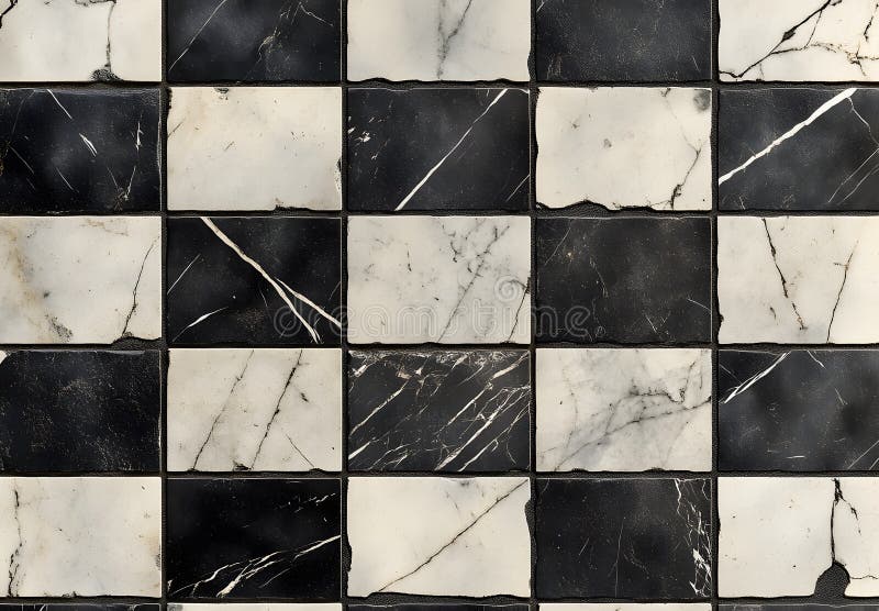 Checkered Black and White Marble Floor Tiles Stock Illustration ...