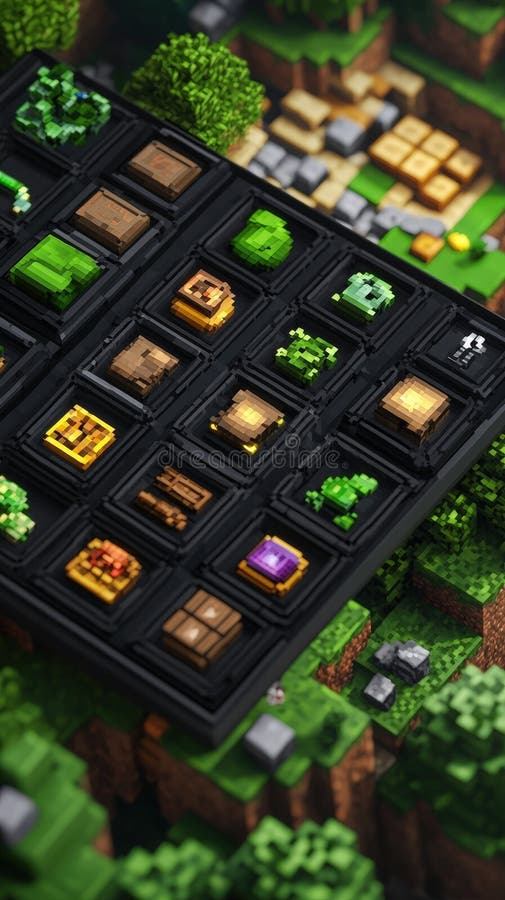 Game-inspired Pixel Inventory with Colorful Items Stock Image - Image ...
