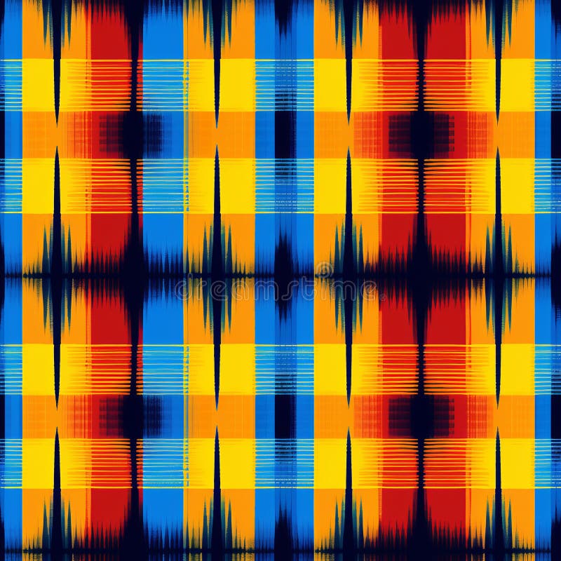 High Resolution Plaid Ikat Pattern with Symmetrical Design Stock ...