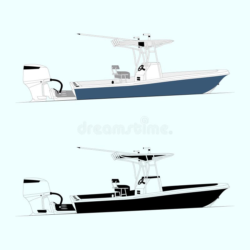 Side View Small Fishing Boat Vector Art. Stock Vector - Illustration of ...