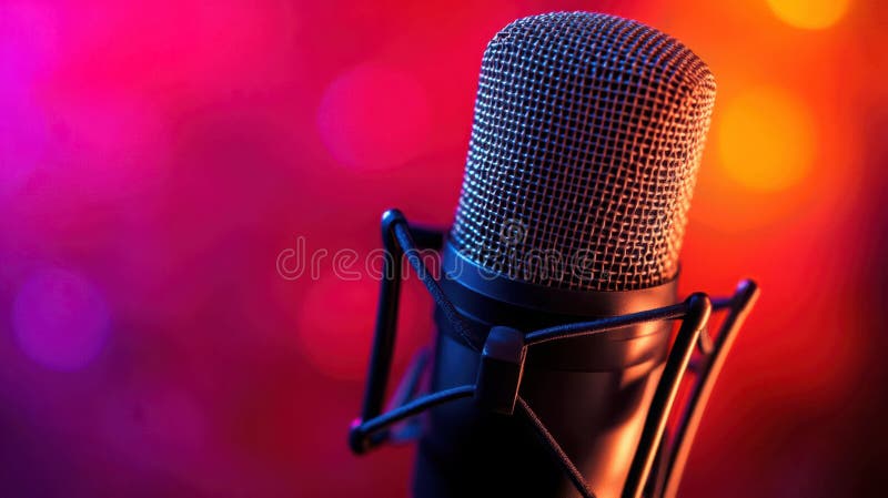 High-resolution, Realistic Studio Microphone on a Vibrant Background ...