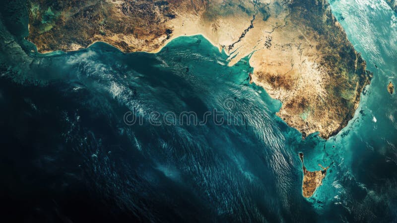 High-resolution Satellite Image Showing Borders of Australia Stock ...