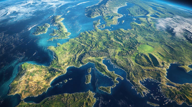 High Resolution Satellite View of European Union Countries Stock ...