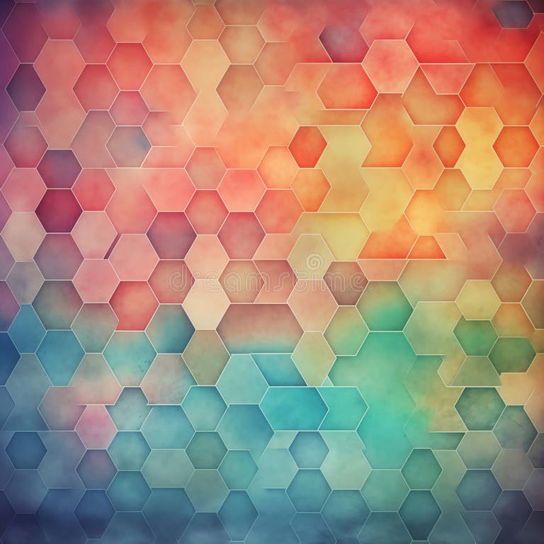 High-Resolution Seamless Hexagonal Mosaic with Pastel and Bold Colors ...