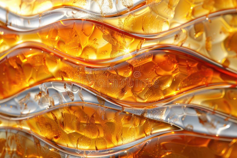 Abstract Amber Texture with Modern Geometric Gold Wave Patterns, Ideal ...