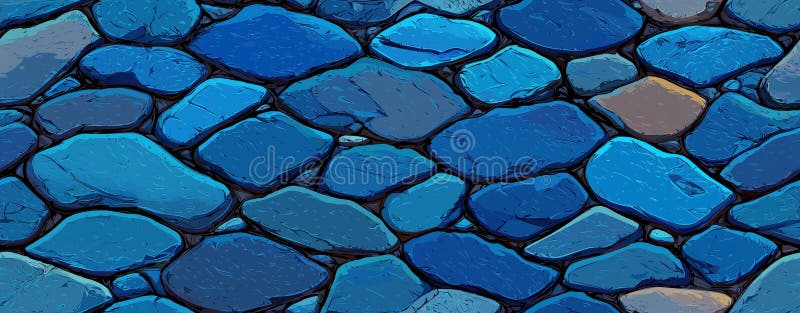Seamless Blue Cobblestone Texture Stone Road Wall Background AI ...