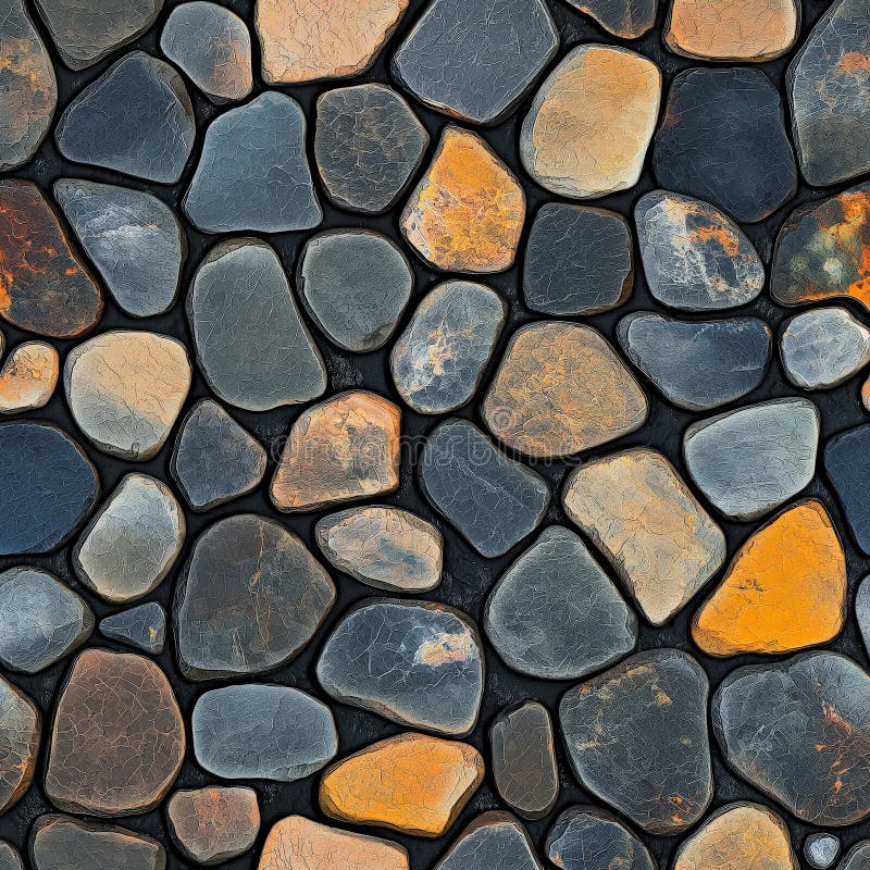 Seamless Cobblestone Texture Gray Brown Orange Stones AI Generated ...