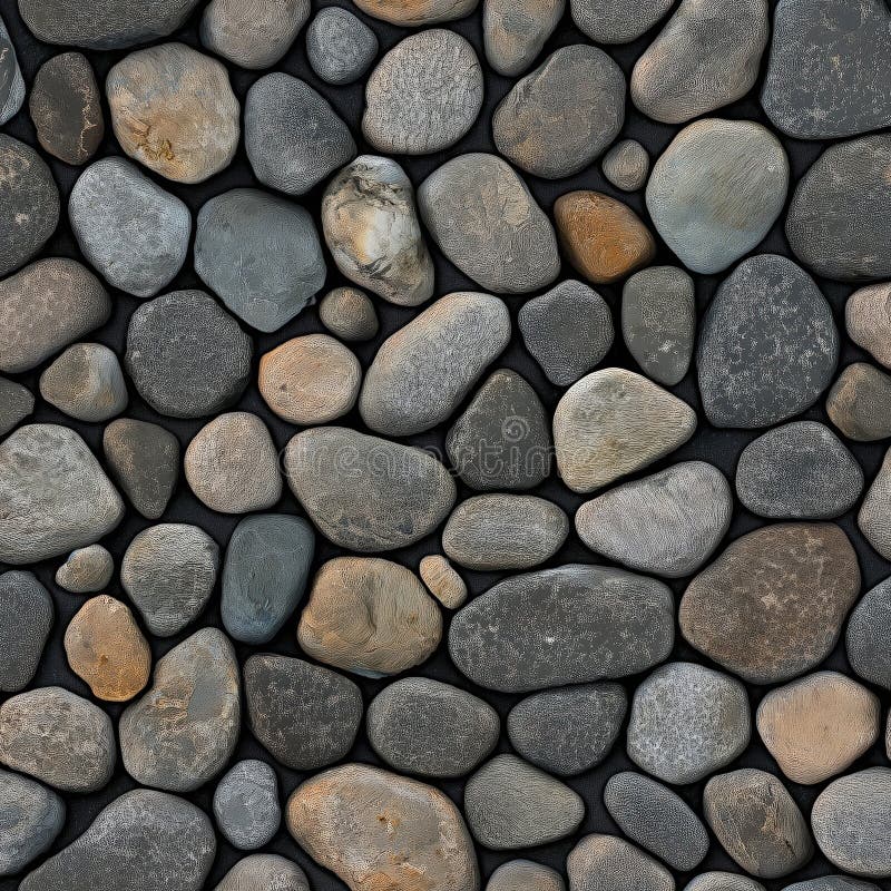 Seamless Pebble Stone Texture Grey Brown Nature Background AI Generated ...
