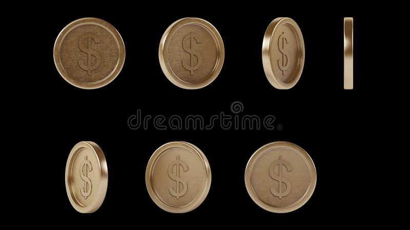 High Resolution Shiny Metal Bronze Coins Set Stock Illustration ...