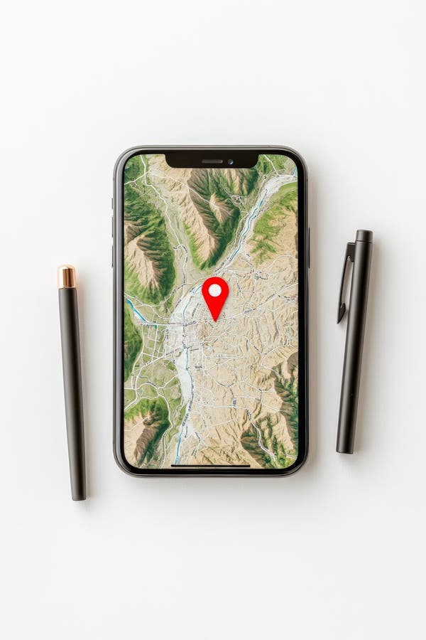 High Resolution Smartphone Display Featuring a Topographical Map View ...