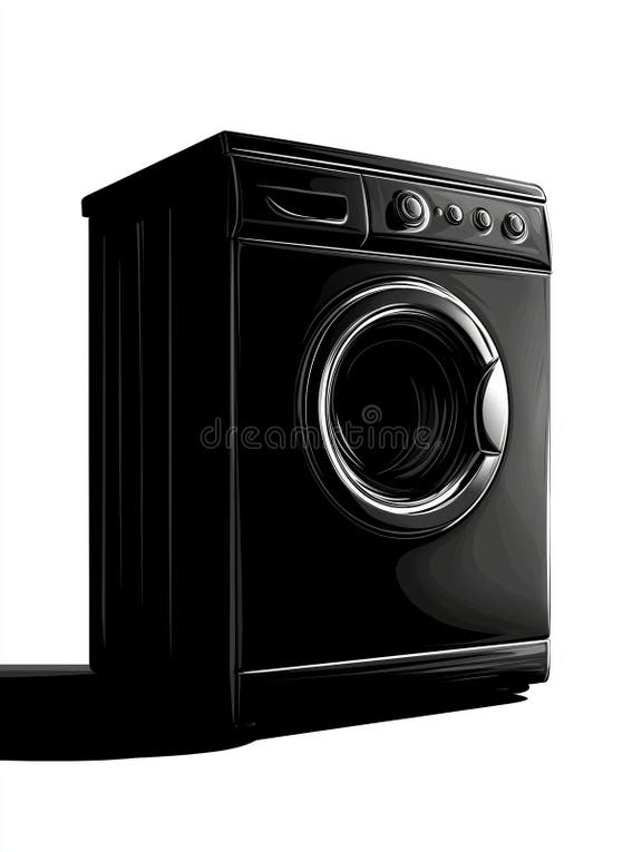Silhouette of Front-Loading Washing Machine with Circular Door Isolated ...