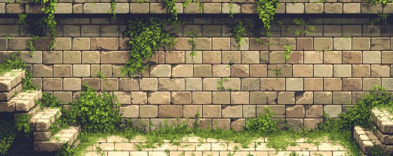 Stone Wall Landscape Backdrop, Side Scrolling Video Game Background ...