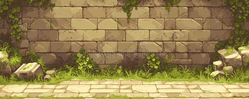 Stone Wall Landscape Backdrop, Side Scrolling Video Game Background ...