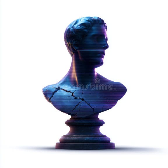 Glitched Low-Poly Bust with Chipped Surface on White Background Stock ...