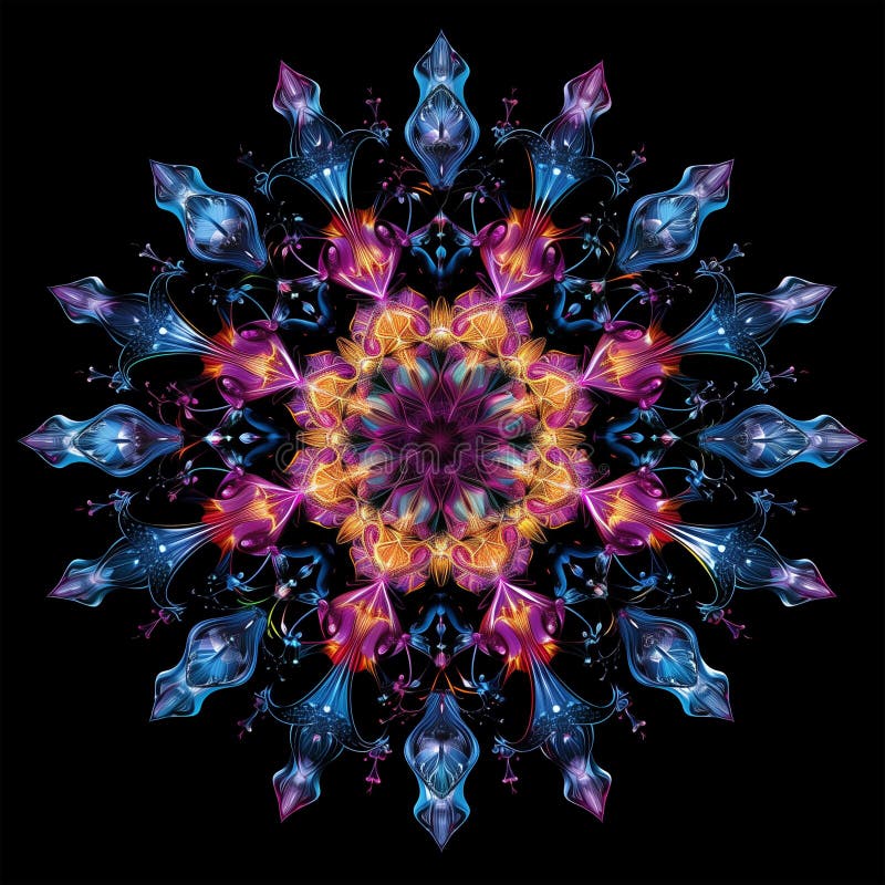 Intricate Symmetrical Mandala with Vibrant Colors and Geometric ...