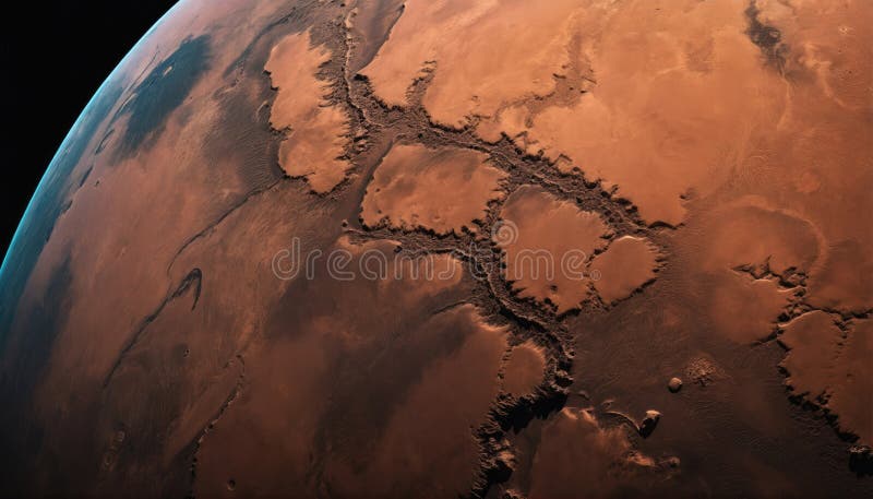 Mars Surface Showcasing Dramatic Canyons and Valleys Captured from ...