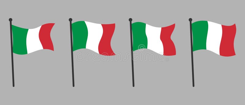 High-Resolution Waving Italian Flag with Flagpole in Flat Style ...