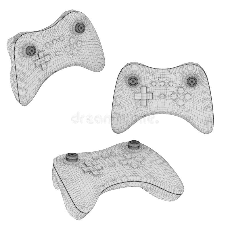 High Resolution White Video Game Remote Control with Black Mesh Lines ...