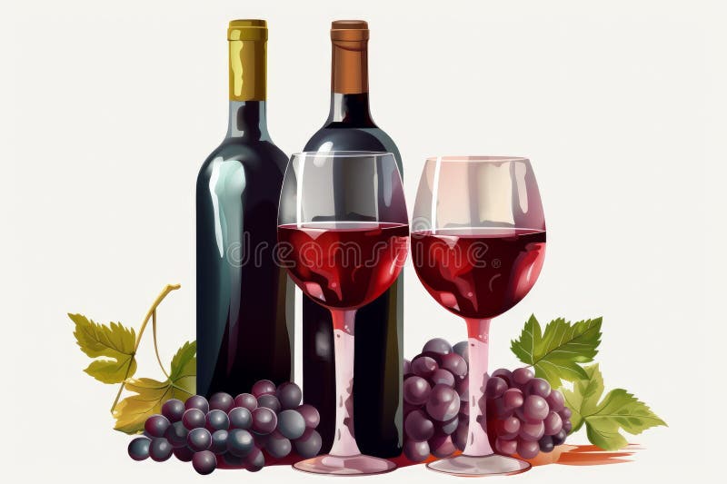 High Resolution Wine Bottle and Glasses Vector Graphic. Generative Ai ...