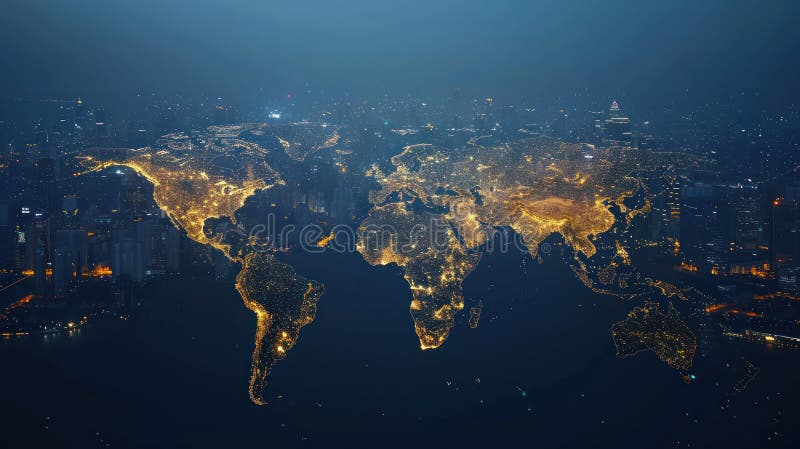 High-resolution World Map with Major Cities and Landmarks Stock ...