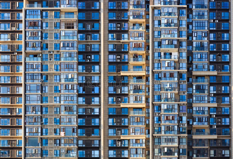 High Rise Apartment Building with Modern Glass Facade Stock Image ...