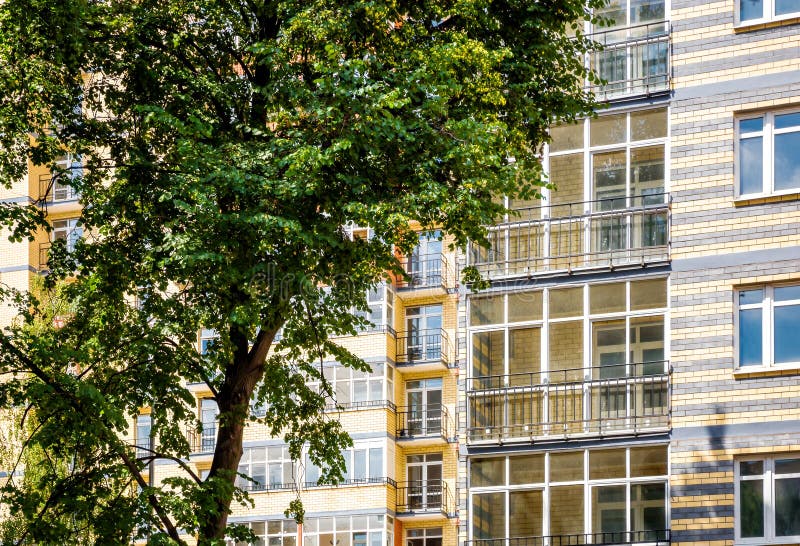 High-rise Apartment Building Stock Photo - Image of balcony ...