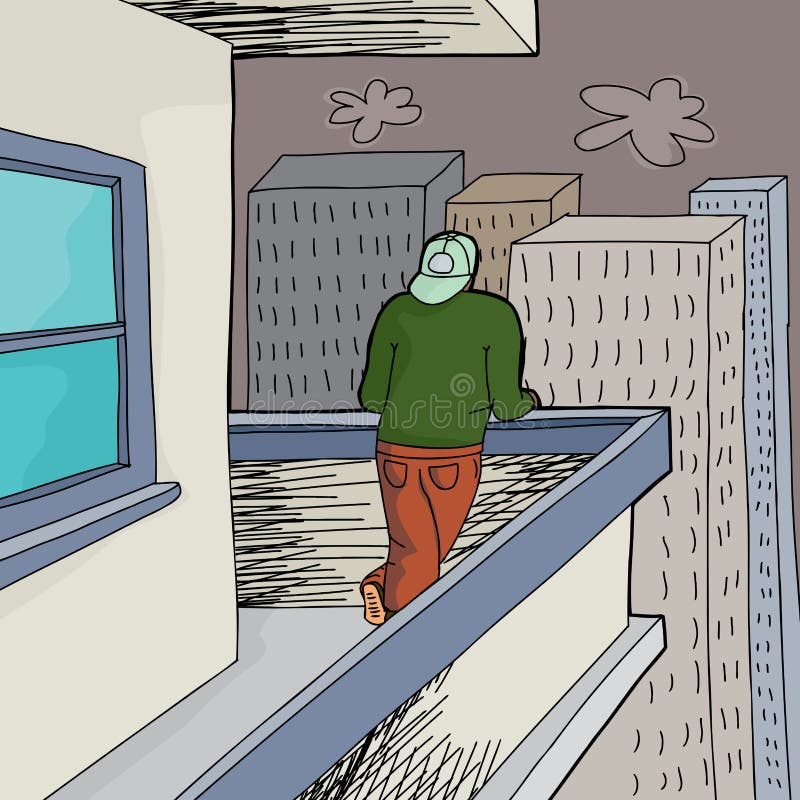 Man Leaning Railing Stock Illustrations – 18 Man Leaning Railing Stock ...