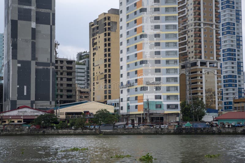 High Rise Building and Apartments Along Pasig River in Manila Editorial ...