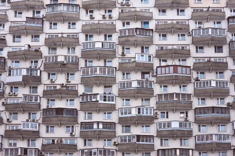 High-rise Building Background, House Facade with Repeating Windows ...