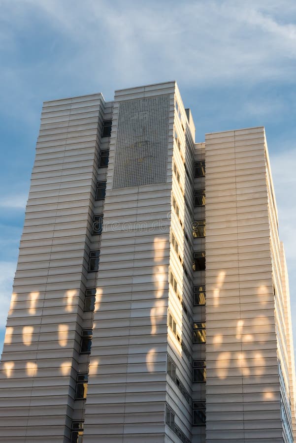 High-rise Building with Blue Sky and Features of Sunlight Editorial ...